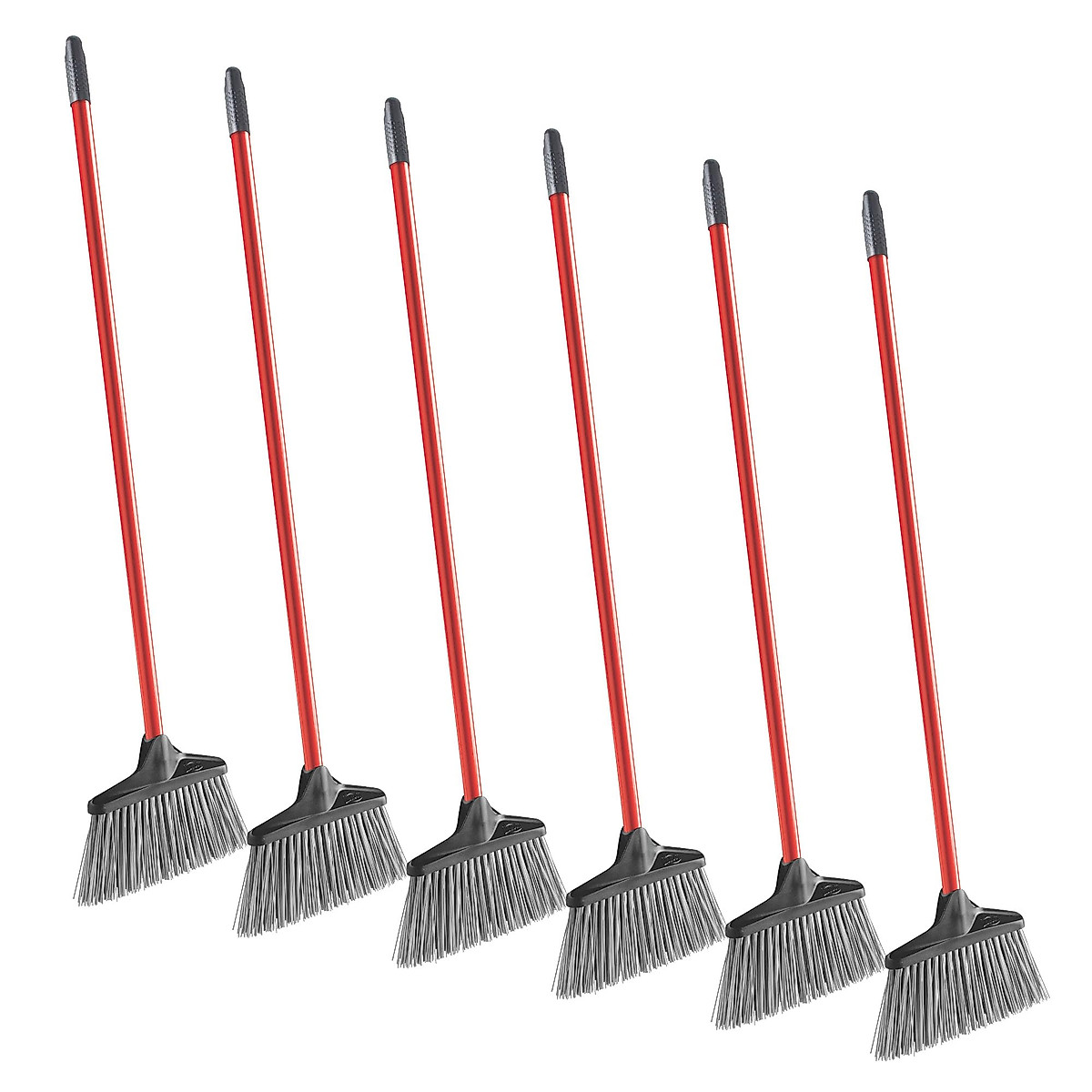 Libman Commercial 1086 Stiff Sweep Lobby Broom, Steel Handle, 38" Tall x 10" Wide, Red Handle (Pack of 6)