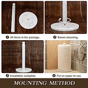 HERFECEAL Paper Towel Holder Stand, Marble Paper Towel Stand Marble Towel Dispenser Heavy-Duty Paper Towel Roll Holder for Kitchen Countertop Cabinet Bathroom, Carrara White