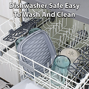 NaiKit's Grey 8 IN Reusable Silicone Air Fryer Square Liners for Basket Size 6.5 QT and above. Non-stick, Food Safe, great Instant Pot Kitchen Accessories.