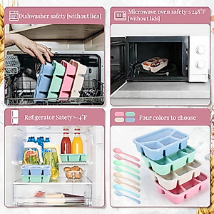 cozinester Meal Prep Containers - Versatile 4 Compartment Snack Containers for Efficient Lunch Storage - Durable and Reusable Lunch Containers for Organized Meal Planning (Pack of 4)