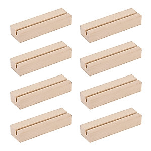8 Pieces Wood Place Card Holders Table Number Holders Rustic Table Number Stands Wooden Sign Holders for Wedding Party Table Decoration
