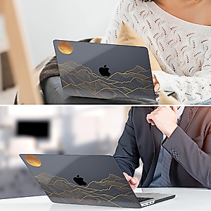 DONGKE Compatible with M3 MacBook Air 15 inch Case 2024 2023 A3114 A2941 M2 Retina Display Touch ID, Plastic Hard Case & Keyboard Skin & Screen Protector for MacBook Air 15.3" - Abstract Mountain