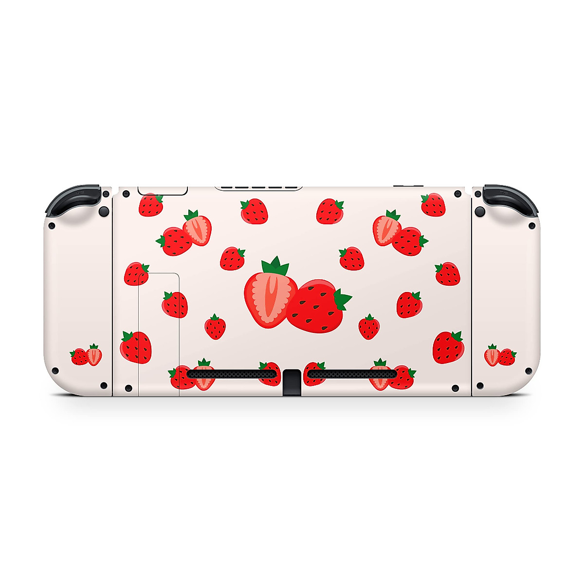 Tacky Design Cute Strawberry Skin Compatible with Nintendo Switch Skin - Premium Vinyl 3M Cream Color Stickers Set - Switch Skin Compatible with Joy Con, Console, Dock - Decal Full Wrap