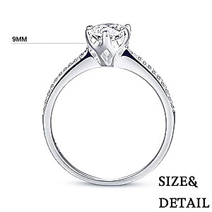 AVECON Classic 4.5 Carat Engagement Rings Cubic Zirconia Round Cut Solitaire Wedding Ring 925 Sterling Silver CZ Bands Rings for Women Size 6