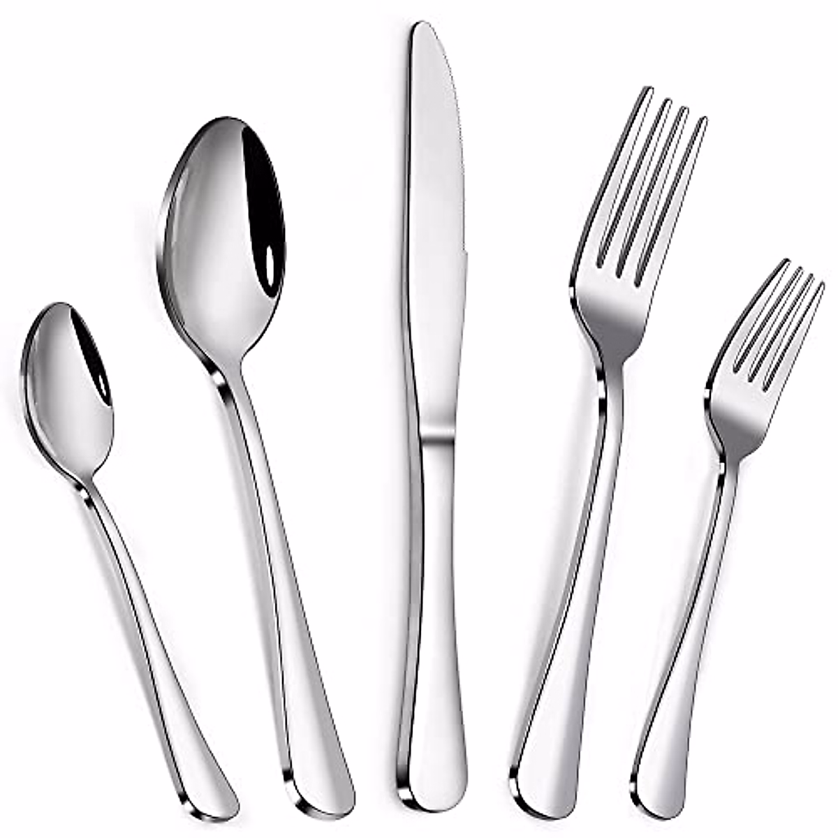 20-Piece Silverware Set, Modern Flatware Utensil Cutlery Set for 4, Food Grade Stainless Steel Tableware Includes Knife Spoons and Forks Set, Mirror Polished, Dishwasher Safe