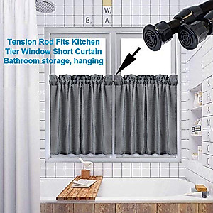 AIZESI 2PCS Tension Rod Tier Window Short Curtain Rod,16 to 28inch,black,small Short Expandable Spring Loaded Curtain Tension Rods for Cupboard,kitchen，small Window