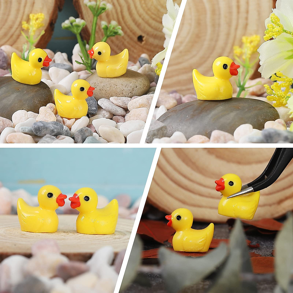 LOUHUA Mini Ducks 220 Pack Tiny Duck Figurines Bulk for Miniature Dollhouse Decor Accessories Garden Aquarium Potted Ornament Party Toys DIY Craft Office Classroom Activity to Hide