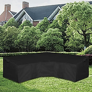 Easy-Going Patio V-Shaped Sectional Sofa Cover, Waterproof Outdoor Sectional Cover,Heavy Duty Garden Furniture Cover with Air Vent 89" L (on Each Side) x 33.5" D x 31" H, Black