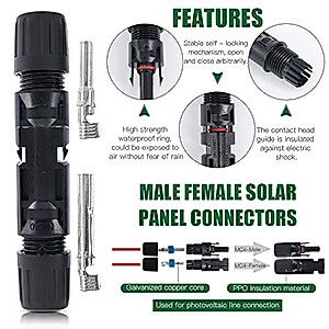 Keadic Solar Crimping Tools, Wire Stripper, 5 Pairs of Male/Female Solar Panel Cable Connectors, 2pcs Solar Connector Spanner Tool Kit for 2.5/4.0/6.0mm² MC3 MC4 Solar Panel PV Cable