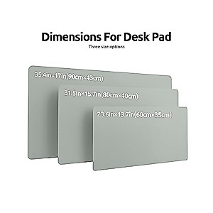YSAGi Leather Desk Pad Protector, Office Desk Mat, Large Mouse Pad, Non-Slip PU Leather Desk Blotter, Laptop Desk Pad, Waterproof Desk Writing Pad for Office and Home (23.6" x 13.8", Grayish Green)