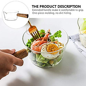 HANABASS Creamer Mug Pan Mini Butter Warmer Wooden Handle Heating Liquid Pot 600ML Glass Triple Pitcher Barista Single Spouts With Wood Handle Sauce Pot Assorted Color