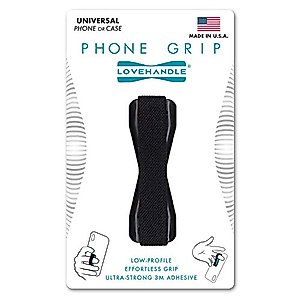 Phone Grip for Most Smartphones and Mini Tablets, Black Elastic Strap with Black Base, LH-01Black