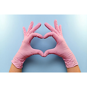 Inspire Pink Gloves Disposable Latex Free 2 Pack Value | Nitrile Pink Gloves Nail Salon and Hair Dye Gloves | Esthetician Nitrile Disposable Gloves | Nitrile gloves Small