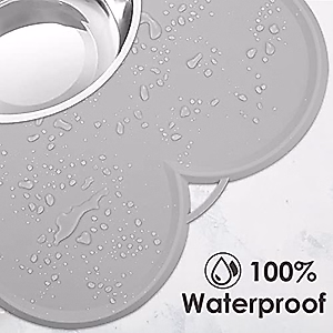 UPSKY Dog Cat Food Mat Dog Bowl Mat Large 22" x 16" Silicone Dog Feeding Mat for Food and Water, Waterproof Pet Placemat Non-Spil Puppy Tray Bone Shaped with Raised Edge
