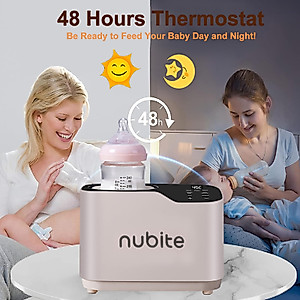 Waterless Baby Bottle Shaker, Baby Milk Warmer Portable 48H Constant Keep Warming for Breastmilk or Formula, Rotary Electric Feeding Mixer Powder, Baby Bottle Dryer with Accurate Temperature Control