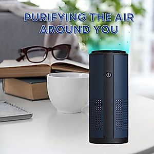CHEERY Portable Mini Car Air Purifier, Car Odor Eliminator | Air Purifier for Car, Small Room Air Purifier, Desk Air Purifier from Dust, Pollen & Smoke (Navy Blue)