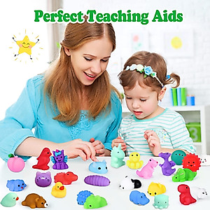 80PCS Mochi Squishy Toys Kids Party Favors Kawaii Mini Squishies Animals Fruit Stress Relief Toys Bulk Classroom Prizes Easter Egg Fillers Christmas Goodie Bag Stuffers Kids Valentines Gifts, Random