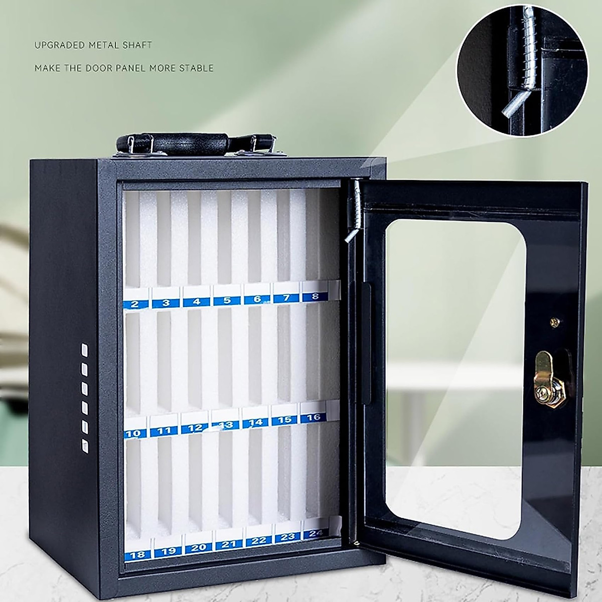 DJFOG Phone Storage Cabinet School Mobile Phone Safe Deposit Box Metal Durable Mobile Phone Storage Box Mobile Phone Storage Cabinet with Lock,Black,36bits