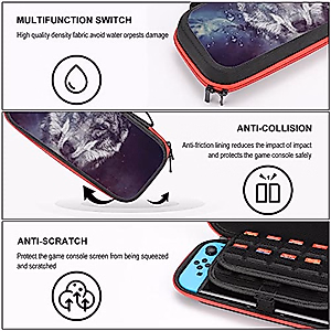 Galaxy Wolf Face Travel Carrying Case Tote Bag For Nintendo Switch Accessories Holds 20 Game Card Bag