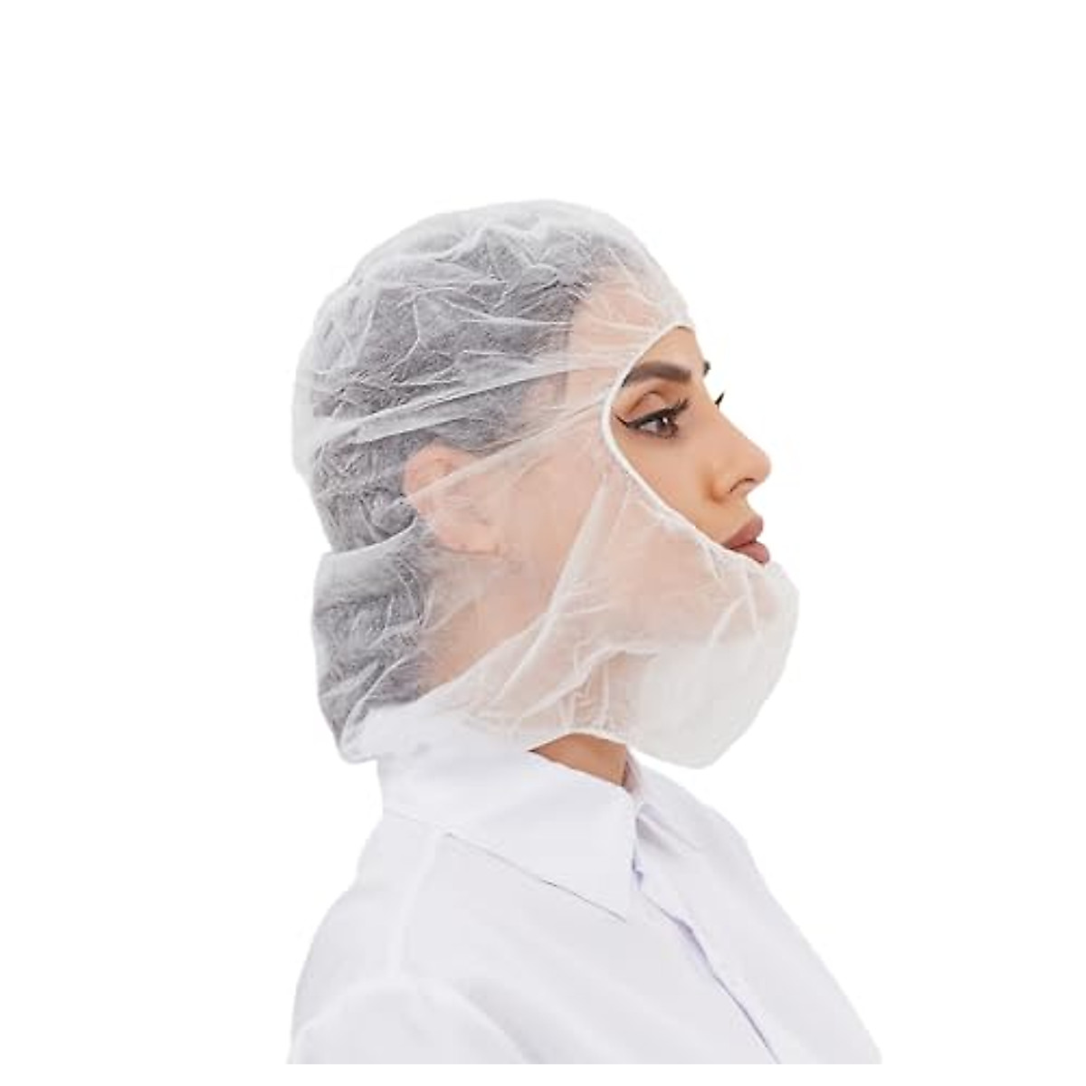 ZMDREAM pack of 100 Disposable Hoods Bouffant Caps Polypropylene Hair Net Beard Cover Combo White