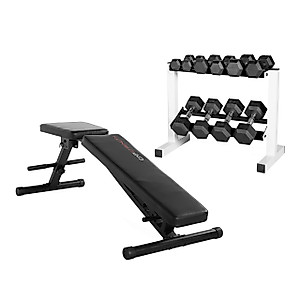 CAP Barbell 150-Pound Dumbbell Set, 24-Inch White Rack & Adjustable Bench Bundle