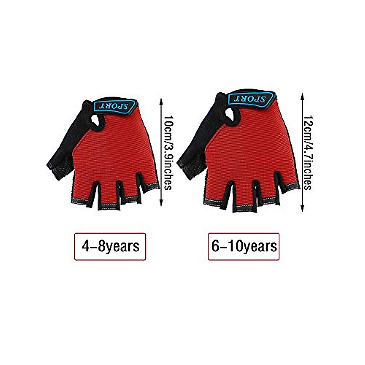 3 Pairs Kids Bike Gloves Half Finger Gloves MTB Road Sport Gloves Anti-Slip Gel Gloves for Children Cycling Biking Breathable Gloves (Black, Army Green, Red, 6-10 Years)