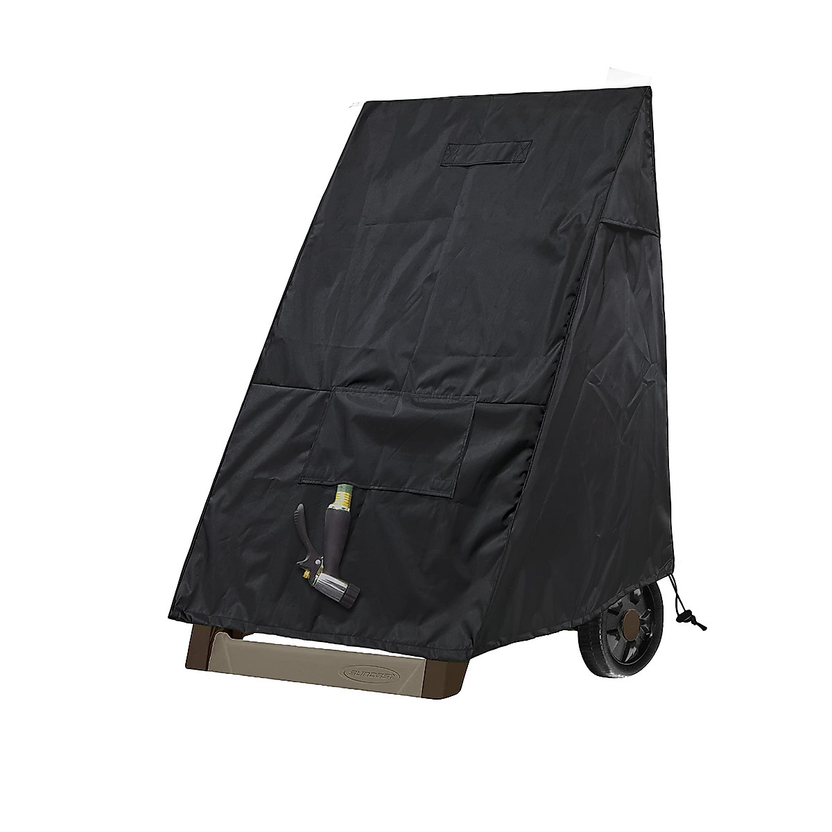 Aaaspark Garden Hose Reel Cover, Hose Cart Protector, Water, Dust and Sun Protection Cover for Freestanding Portable Hose Reels, 25.9" x 24.8" x 34.6", Black