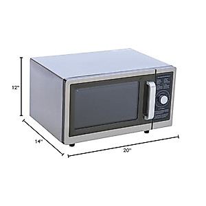 FSE Commercial Microwave with Dial Control, 1 Cubic Feet Interior, Stainless Steel, 1000 Watts, UL and NSF Approved