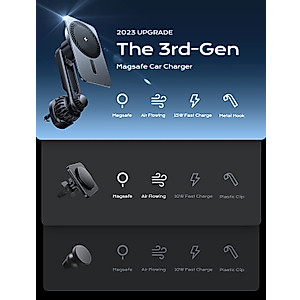 LISEN for Magsafe Car Mount Charger iPhone 15,15W Wireless Car Charger Mount,Magnetic Air Vent Car Phone Holder,with Fast Car Charger and Cable for iPhone 15/Pro/Plus/Pro Max/iPhone 14/13/12 Series