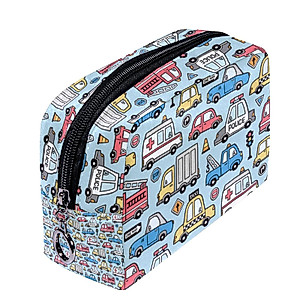 TBOUOBT Cosmetic Travel Bags, Makeup Case, Makeup Bag for Toiletries, Cartoon Various Cars