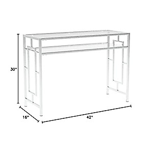 Convenience Concepts Town Square Chrome Desk With Shelf, Clear Glass / Chrome Frame