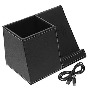Tofficu Pen Holder Desk Pen Holder Desktop Charging Station Fast Charger Nightstand Charging Nightstand Cell Phone Holder Pen Stand Organizer Iphone8 Pu