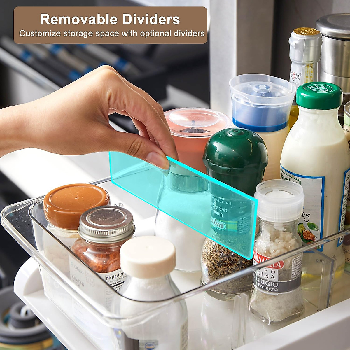 2-Layer Transparent Bathroom Organizer with 2 Drawer Organizers and Storage Space, Drawer Storage Container with 6 dividers, Kitchen Organizer Under Sink, Multi-Purpose Bathroom Organizer