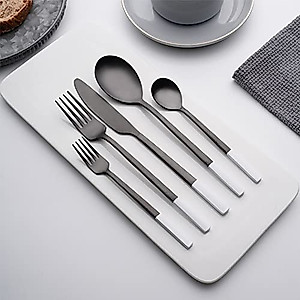 Matte Grey Flatware Set 30 Piece, Silverware Set for 6, 18/10 Stainless Steel Home Kitchen Hotel Restaurant Tableware Cutlery Set, Include Knives, Forks, Spoons, Recommended (30pcs)