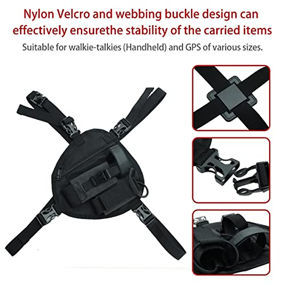 ABBREE Radio Chest Harness Holder Adjustable Shoulder Chest Front Pack Two Way Radio Pouch Holster Vest Rig Walkie Talkie Case for Arcshell Retevis Baofeng UV-5R/5G UV-82 BF-888S ST20