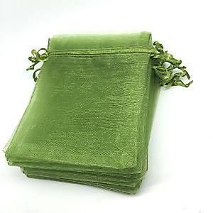 ANSLEY SHOP 100pcs 4x6 Inches Drawstrings Organza Gift Candy Bags Wedding Favors Bags (Grass Green)