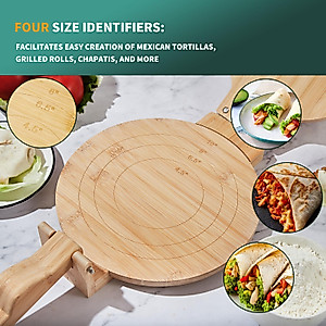 Pamctry Bamboo Tortilla Press Maker - 10 Inch Diameter, Perfect for Homemade Mexican Tortillas with 50 Parchment Paper Included…