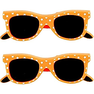 HNDtek Themed Beach Towel Clips, Pool Towel Accessory, Portable Heavy-Duty Plastic Clamps, (Set of 2) 2 Set per Order, Orange Sunglasses