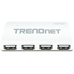 TRENDnet USB 2.0 7-Port High Speed Hub, 5V/2A Power Adapter, Up to 480 Mbps USB 2.0 Connection Speeds, 10 Watts Total Power, Compatible with Windows, Mac, and Linux, White, TU2-700