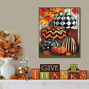 Tiwabb Thanksgiving Paint by Number for Adults,Fall Painting by Numbers Kits On Canvas,Without Frame DIY 4 Pack Fall Pumpkin Truck Oil Painting Acrylic Paints, for Gift and Home Decor 12x16inch