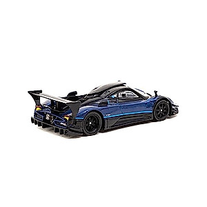 Pagani Zonda Revolucion Blue Metallic and Black with Light Blue Stripes Global64 Series 1/64 Diecast Model Car by Tarmac Works T64G-TL016-BL