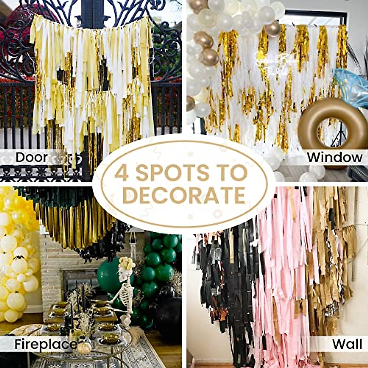 PartyWoo Purple Green Gold Balloons 50 pcs and Crepe Paper Streamers Gold 4 Rolls