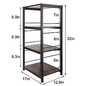 Metal Utility Rolling Carts Kitchen Microwave Storage Racks on Wheels Standing Shelf Unit for Home Office Bedroom Drom Apartment(Wood Tray)