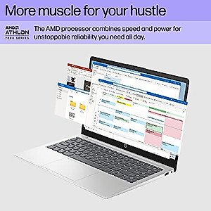 HP 14 inch Laptop, HD Display, AMD Athlon Gold 7220U, 4 GB RAM, 128 GB SSD, AMD Radeon Graphics, Windows 11 Home in S Mode, 14-em0010nr (2023),Silver