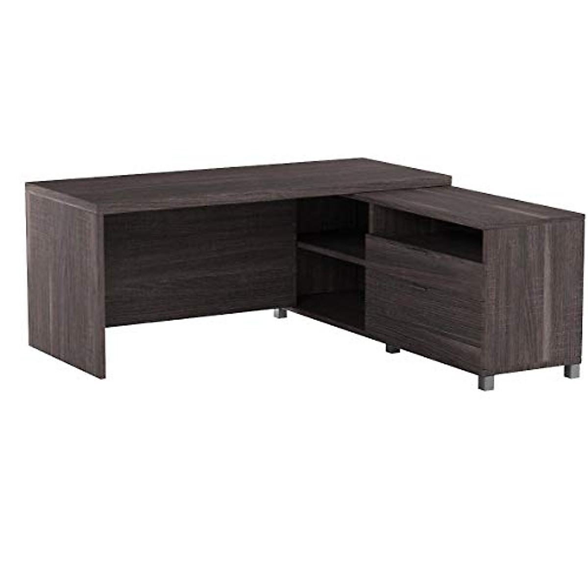 BESTAR Pro-Linea L-Shaped Office Desk, 72W, Bark Grey