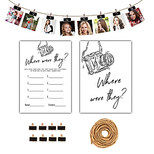 Bridal Shower Games - Where Were They Wedding Shower Party Card Game - Couples Photo Game - Hand Drawn Minimalist Themed Bachelorette/Engagement Party Supplies Activities Decorations (A02)