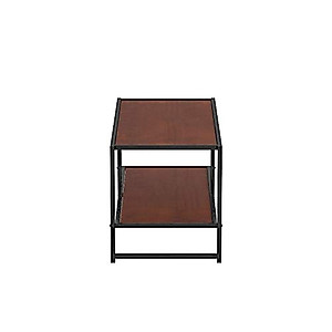 ZINUS Garrison 40 Inch Black Metal Frame Media Stand / TV Stand with Shelf / Easy Assembly, Red mahogany wood grain