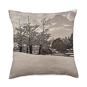 Art by Anjenette Snowy Footprints Throw Pillow, 18x18, Multicolor