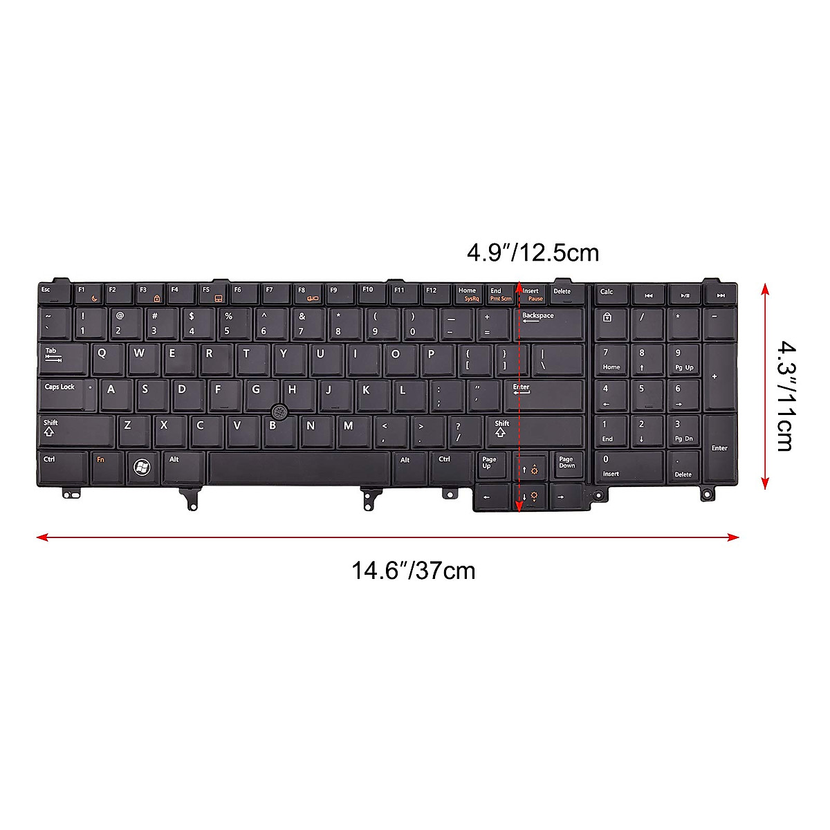 SUNMALL Replacement Keyboard with Pointer Compatible with Dell Latitude E5520 E5520m E5530 E6520 E6530 E6540 Precision M4600 M4700 M4800 M6600 M6700 Laptop Non-Backlit