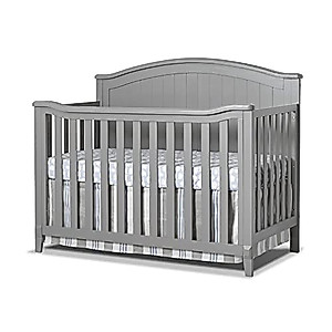 Sorelle Furniture Fairview Crib, Classic 4-in-1 Convertible Crib, Made of Wood, Non-Toxic Finish, Wooden Baby Bed, Toddler Bed, Child’s Daybed and Full-Size Bed, Nursery Furniture -Gray